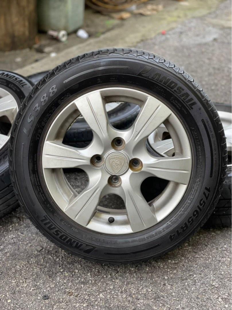 Original 14 inch sport rim Saga flx tyre 70%, Auto Accessories on Carousell