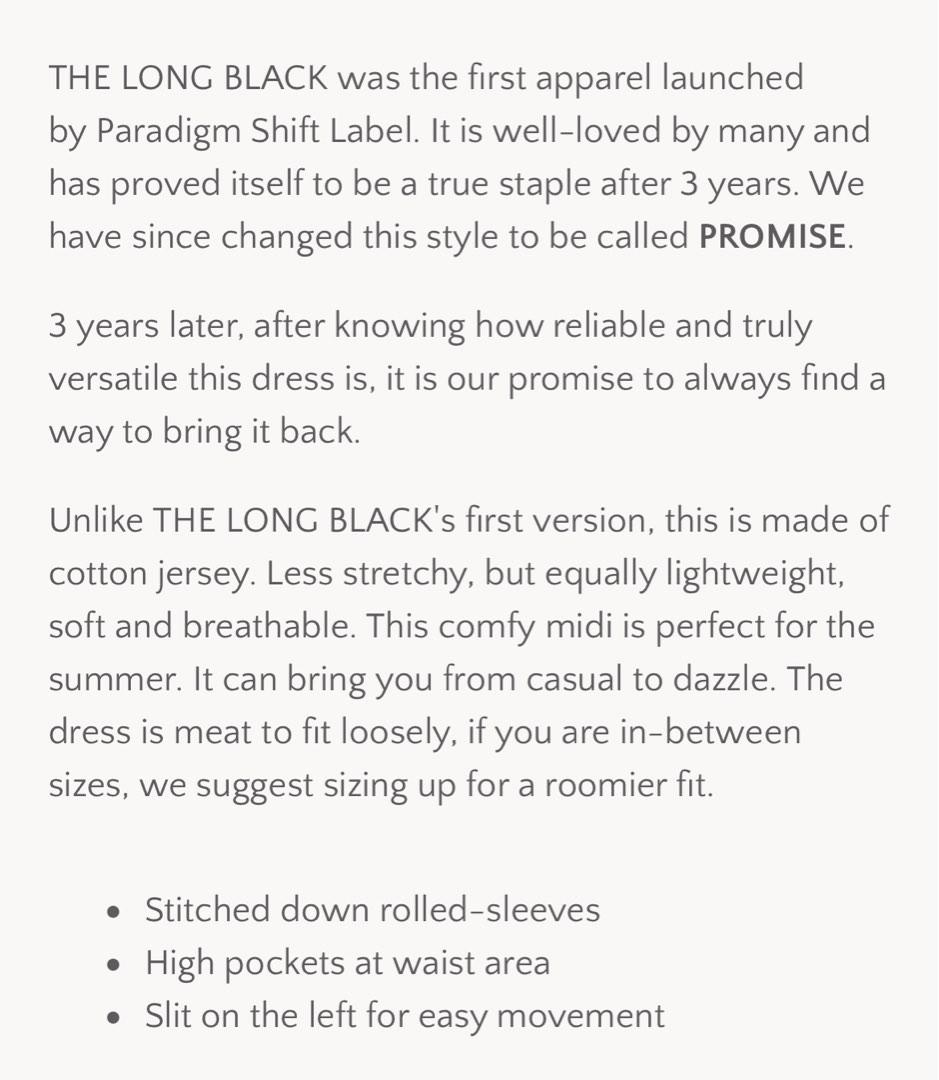 Paradigm Shift Label - The Long Black / Promise Dress; First Version ...