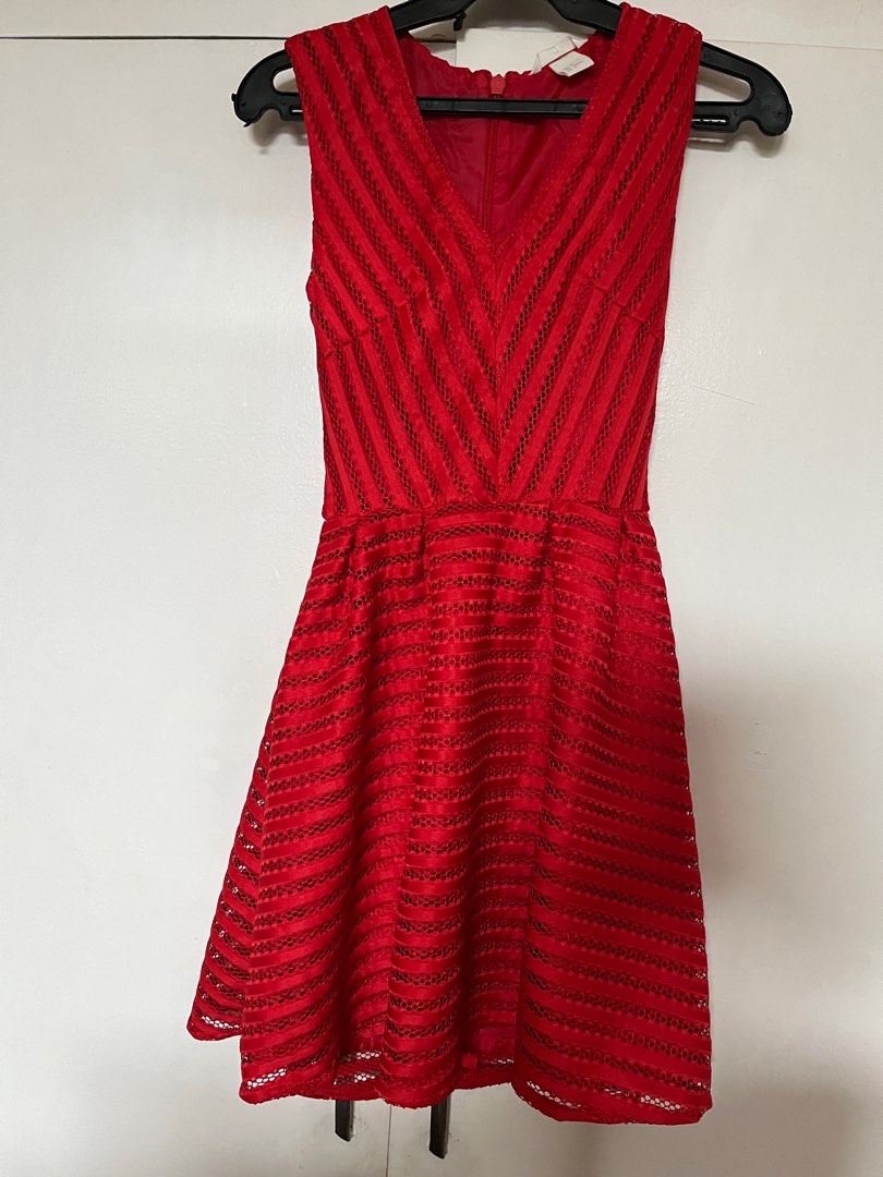 Red eyelet dress, Women's Fashion, Dresses & Sets, Dresses on Carousell