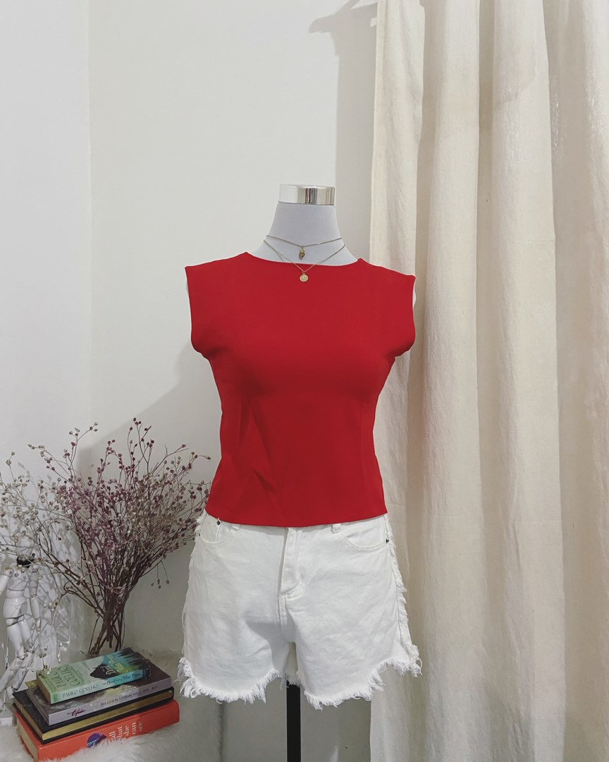 Red Top, Women's Fashion, Tops, Blouses on Carousell