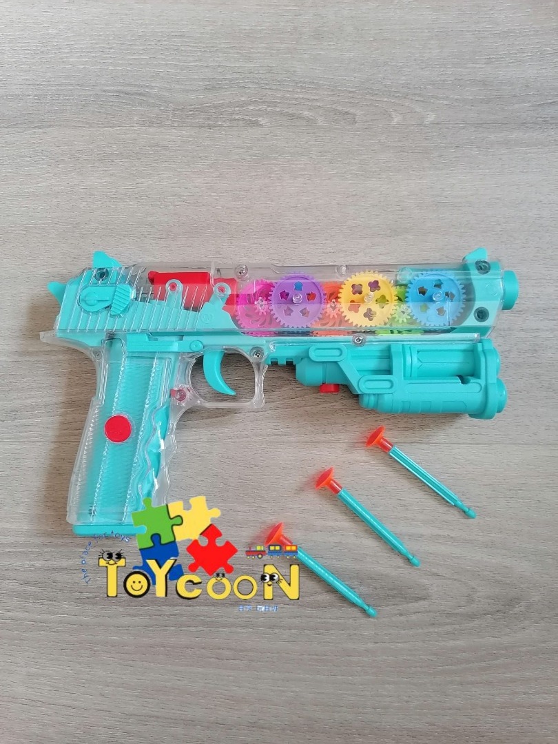 {SG Local} Kids See Through Gear Wheel Light Gun with music with Snap ...