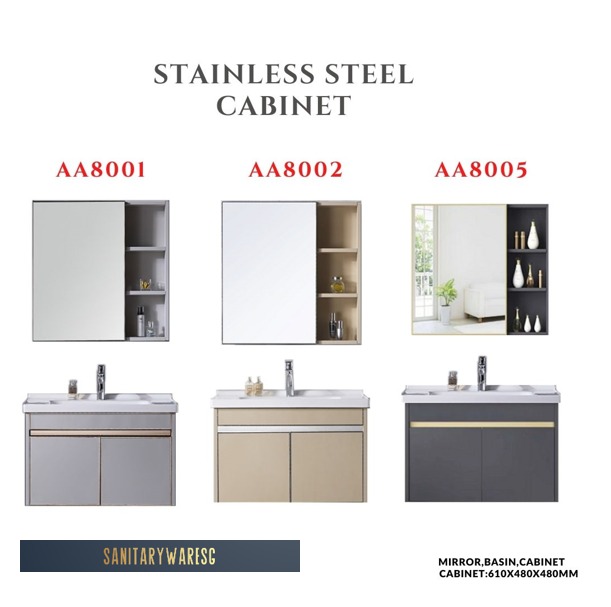 Stainless Steel Basin cabinet+mirror cabinet package, Furniture & Home ...