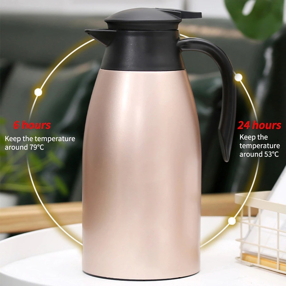 Stainless Steel Thermal Flask Vacuum Insulated 2000ML 2L Coffee Tea ...