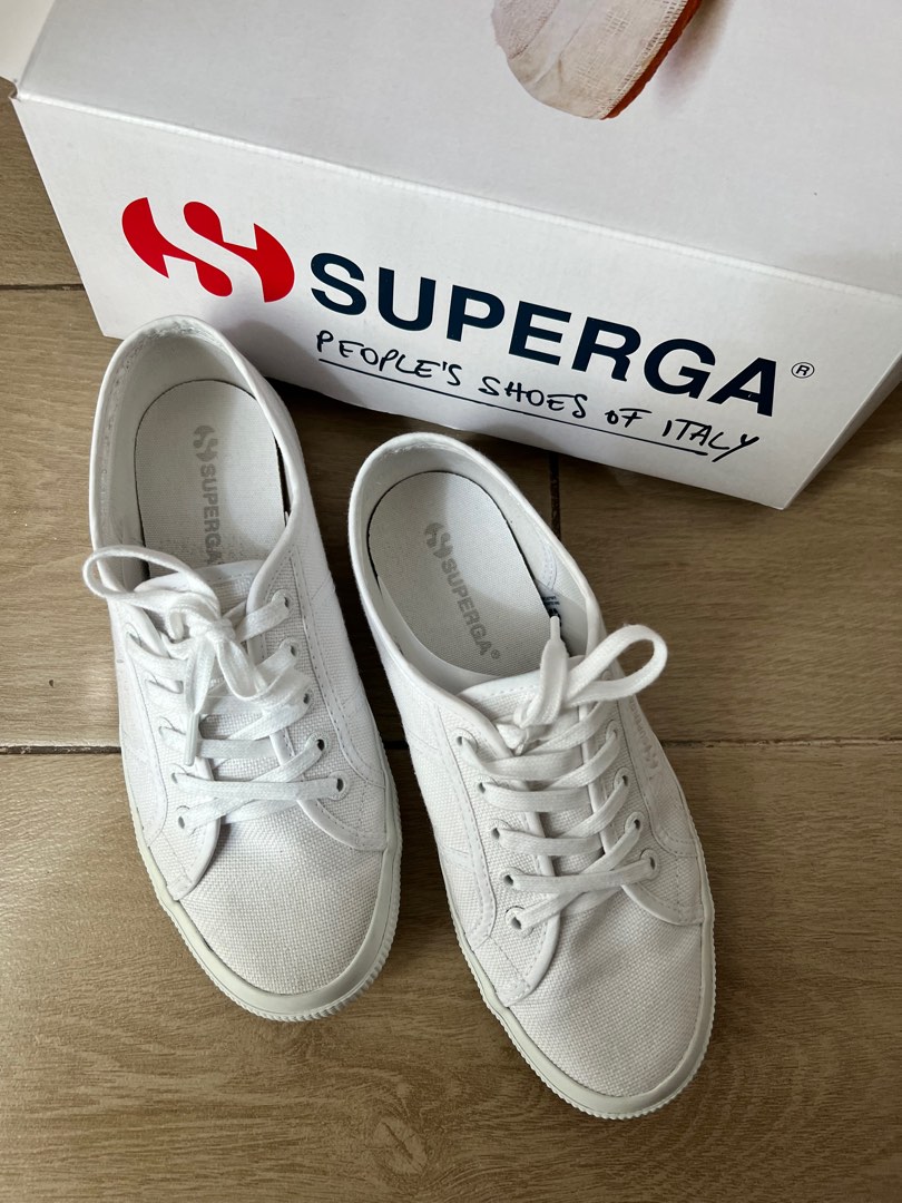 Superga 2750 Total White, Women's Fashion, Footwear, Sneakers on Carousell