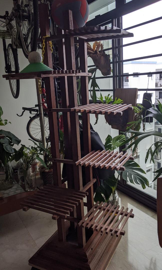 Teak Wood Rack, Furniture & Home Living, Outdoor Furniture on Carousell