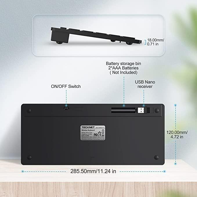 TECKNET 2.4G Wireless Keyboard For Windows 10/8/7/Vista/XP and Android ...