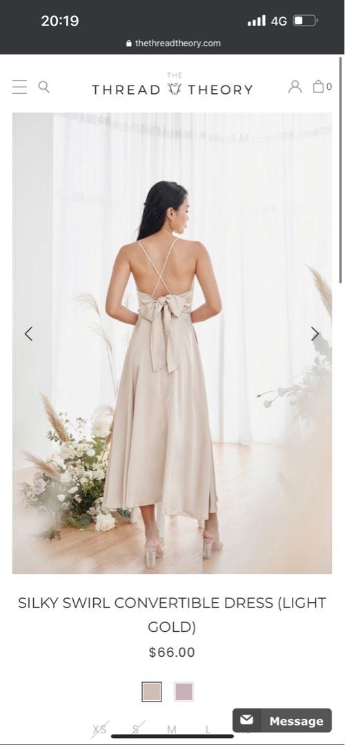 The Thread Theory Silky Swirl Convertible Dress (Light Gold), Women's ...