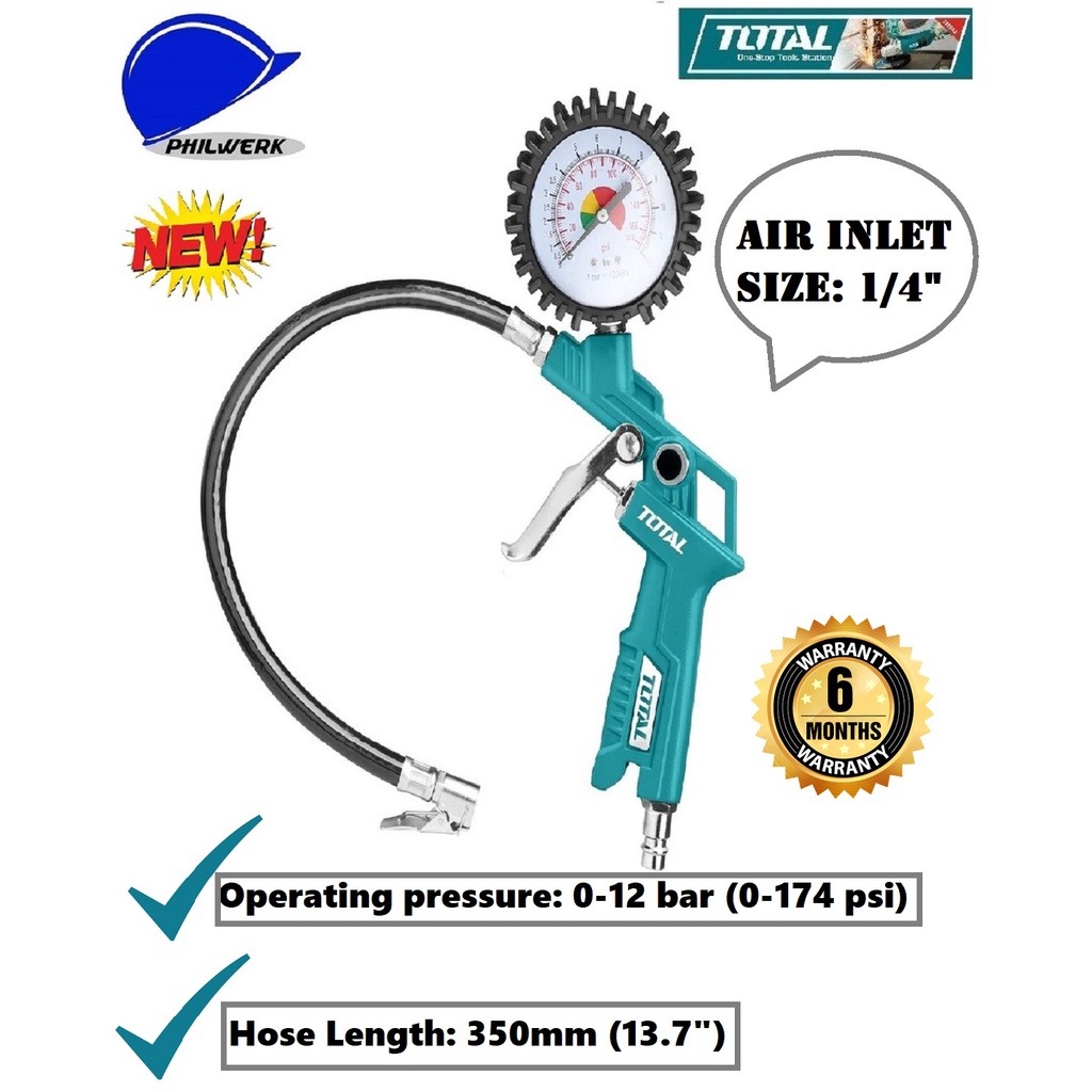TOTAL Air Inflating Gun with Gauge (TAT11601), Commercial & Industrial ...