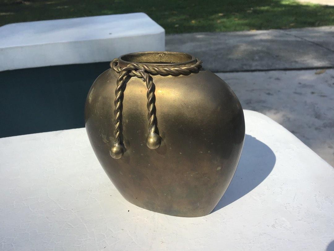 Vintage Brass Rope Knot Vase, Furniture & Home Living, Home Decor ...