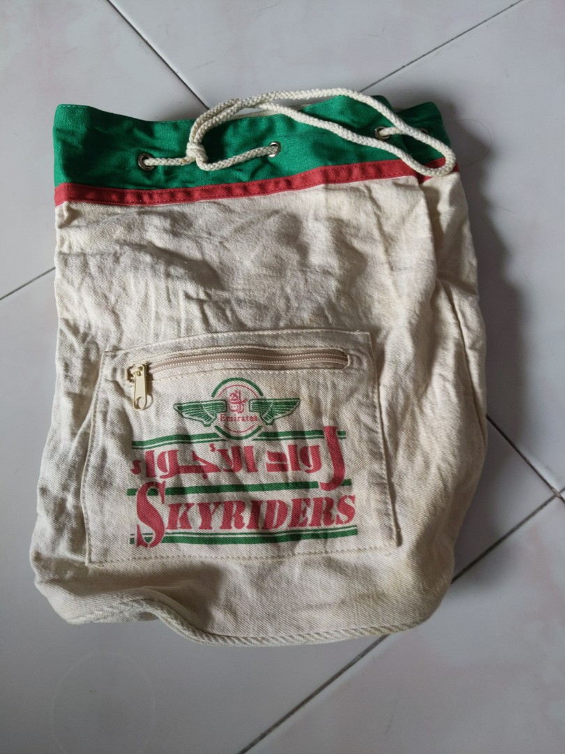 Vintage Emirates Drawstring Duffle Backpack, Women's Fashion, Bags ...
