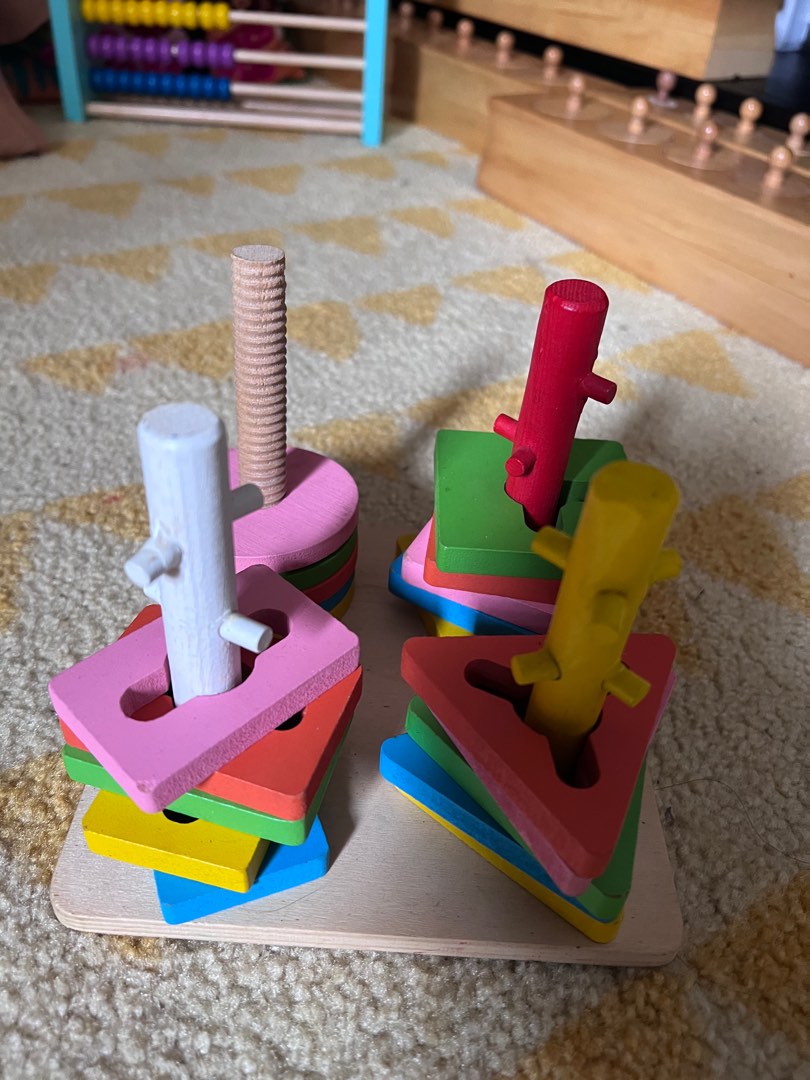 Wooden shape sorting and fine motor activity, Babies & Kids, Infant ...