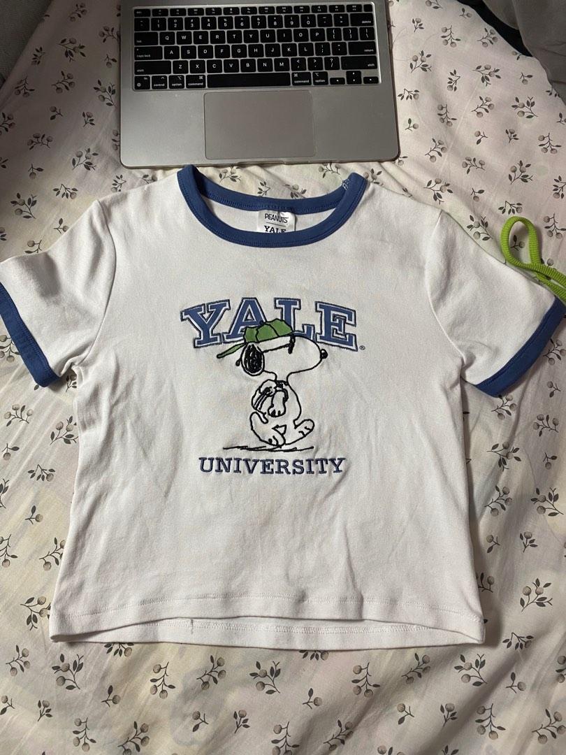 yale snoopy embroidered ringer crop top, Women's Fashion, Tops, Shirts ...