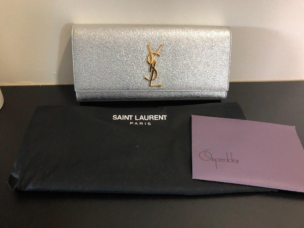 YSL Silver Clutch, Luxury, Bags & Wallets on Carousell