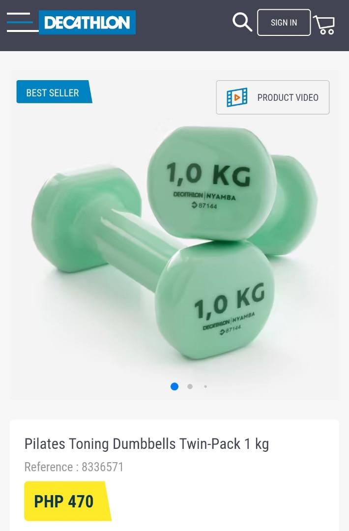 1kg / 2.2lb Dumbbells Decathlon Workout Pilates, Sports Equipment ...