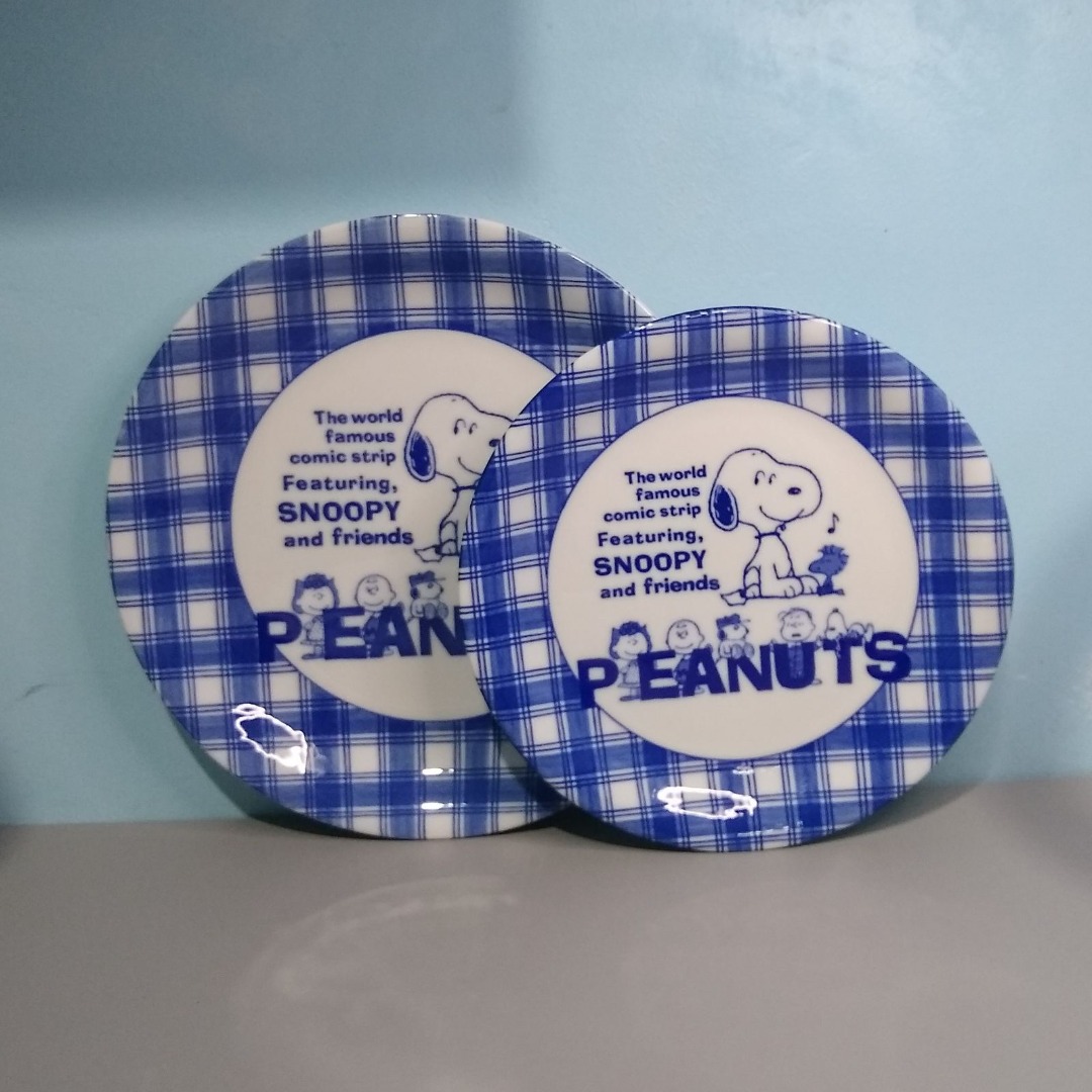 20cm and 23.5cm small and big vintage 1958 blue peanuts snoopy ceramic ...