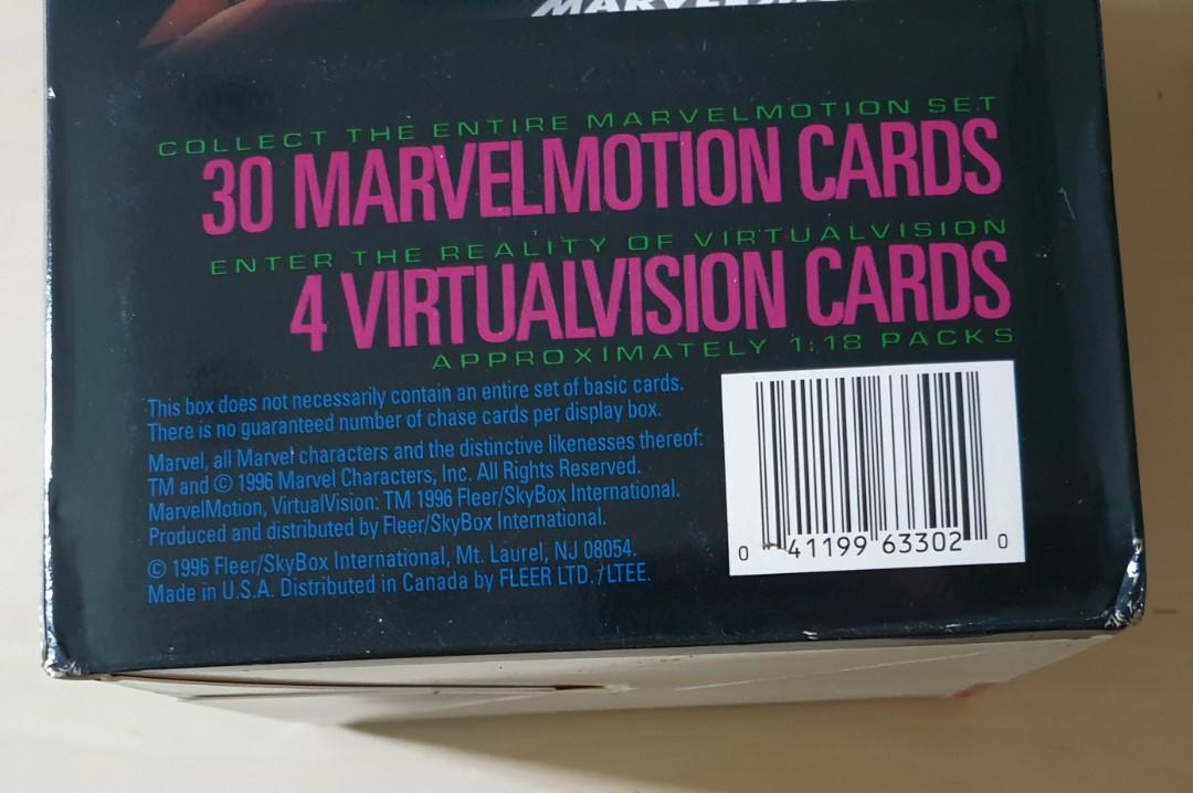 30 Marvel Motion Cards Collector Set, 1996, 4 Virtual Vision Cards ...