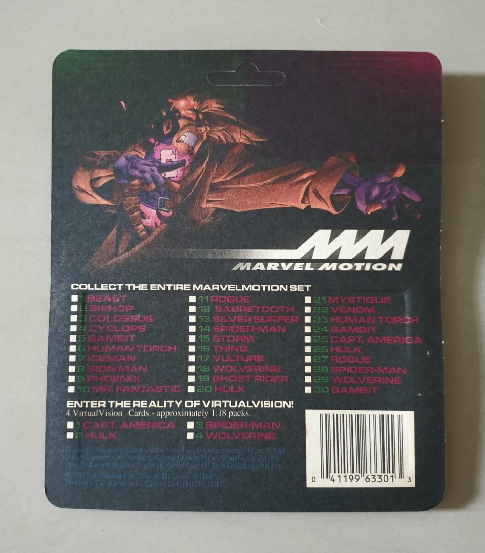 30 Marvel Motion Cards Collector Set, 1996, 4 Virtual Vision Cards ...