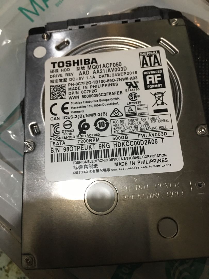 500GB Micro HDD Toshiba Hard Drive, Computers & Tech, Parts ...