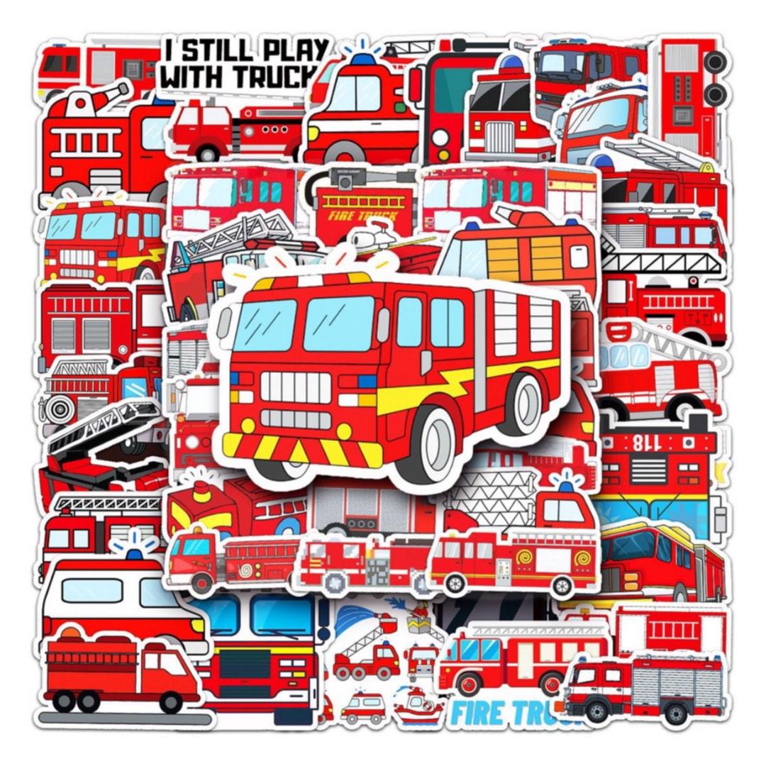 50pcs Fire Truck Fire-Rescue Transportation Children Cartoon Luggage ...
