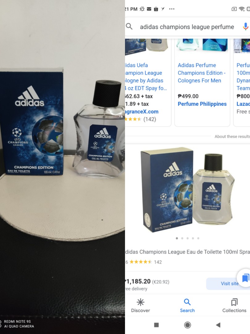 Adidas UEFA Champions League Cologne, Beauty & Personal Care, Fragrance ...