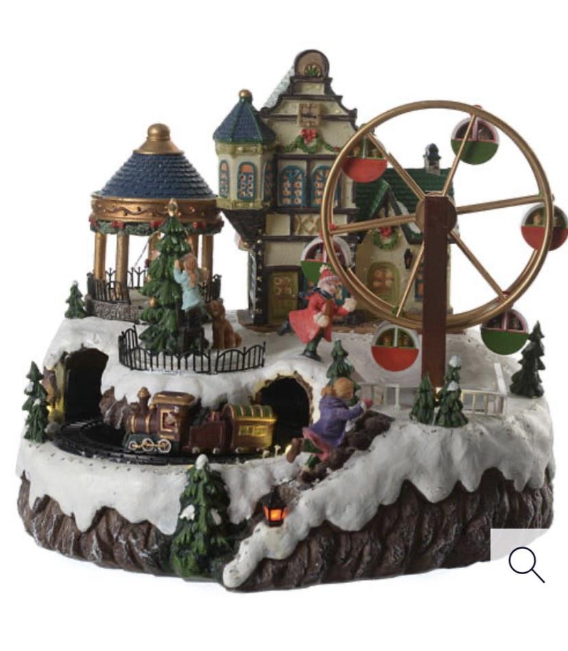 Animated Christmas village with music, ferris wheel and train 35x25x30 ...