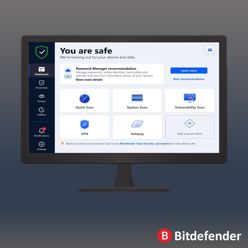 BitDefender Internet Security 2023 for Windows (1-3 Years, 1-3 Devices ...