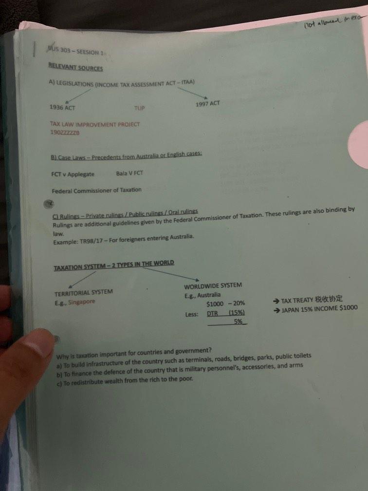 BUS303 Taxation Tuition & Murdoch Uni Notes , Hobbies & Toys, Books ...