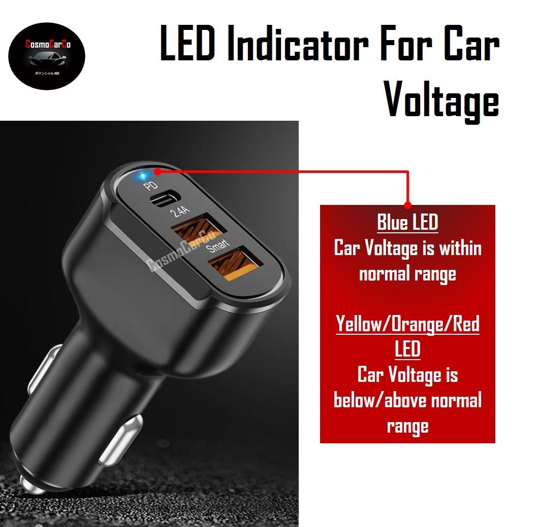 Car Charger 2 USB Ports And Type C Port Chargers Charging Ports Adapter ...