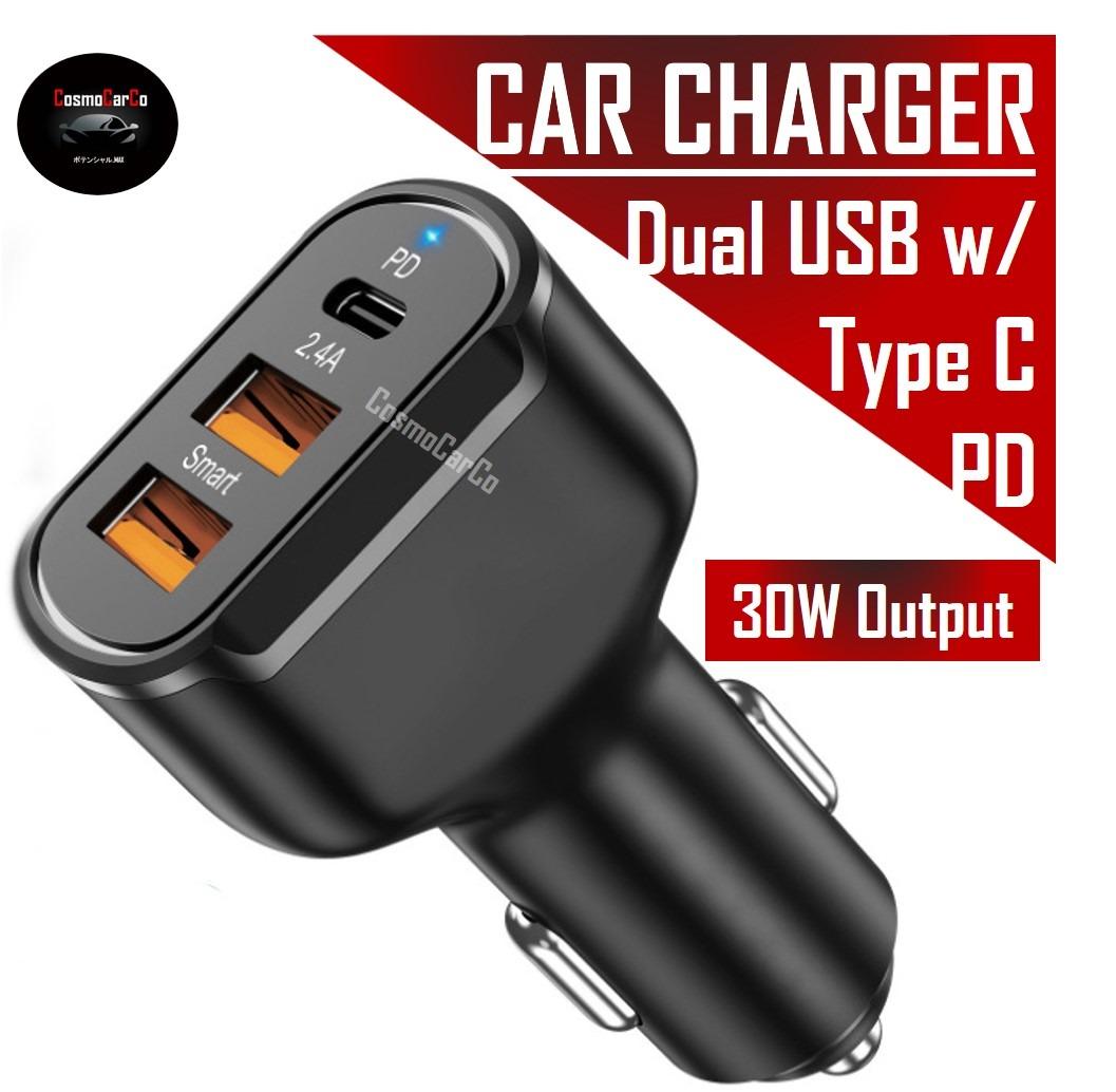 Car Charger 2 USB Ports And Type C Port Chargers Charging Ports Adapter ...