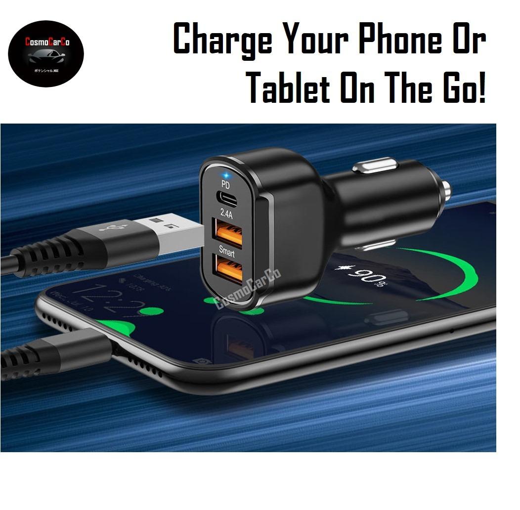 Car Charger 2 USB Ports And Type C Port Chargers Charging Ports Adapter ...
