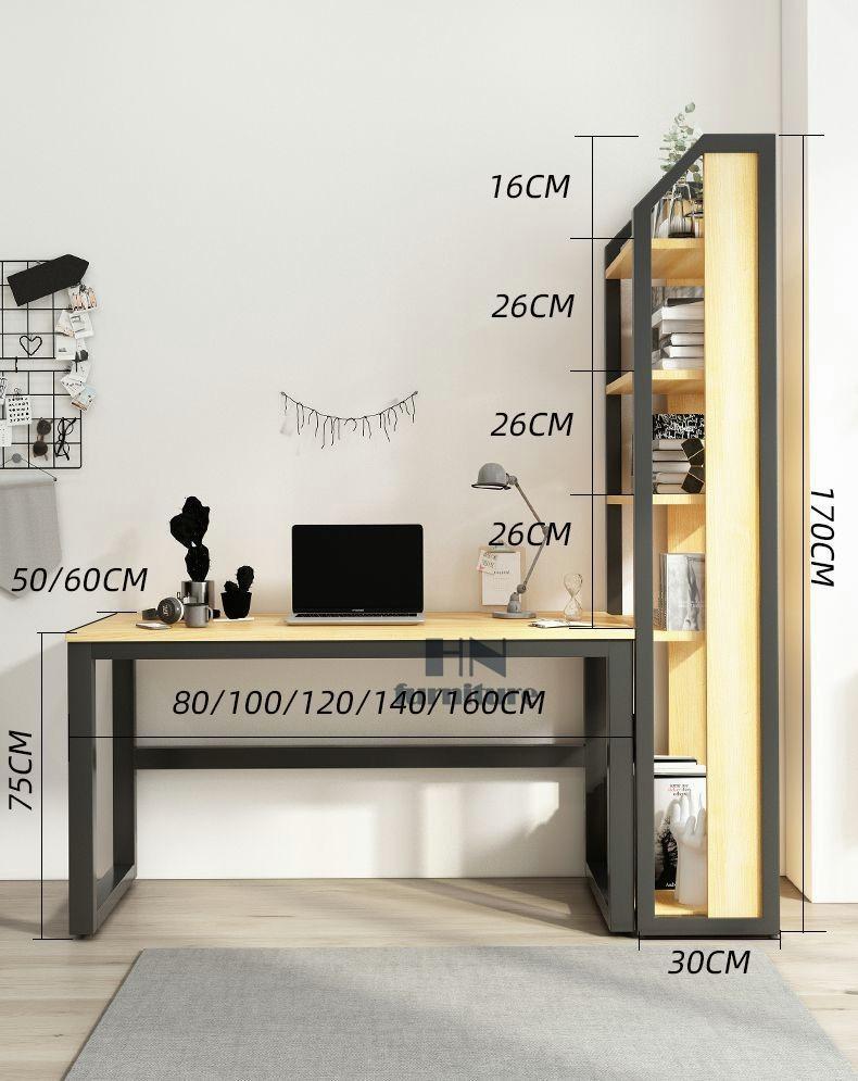 Computer desk with bookcase; Desk and bookshelf ; Writing desk; Study ...