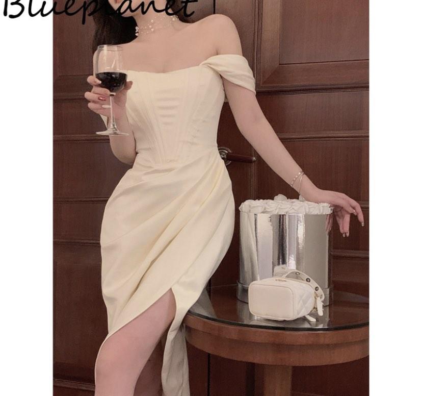 Corset Graduation Dress - Off shoulder Slim Long Midi Formal Mermaid ...