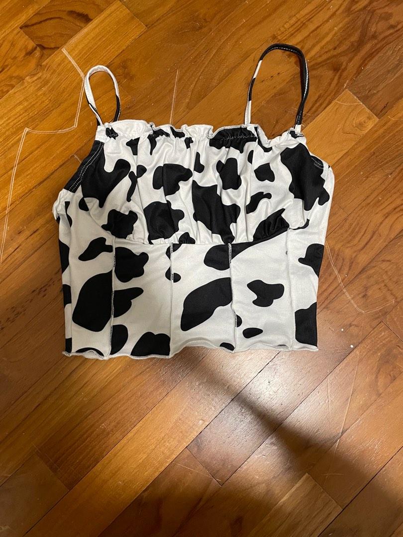 Cow print crop top, Women's Fashion, Tops, Other Tops on Carousell