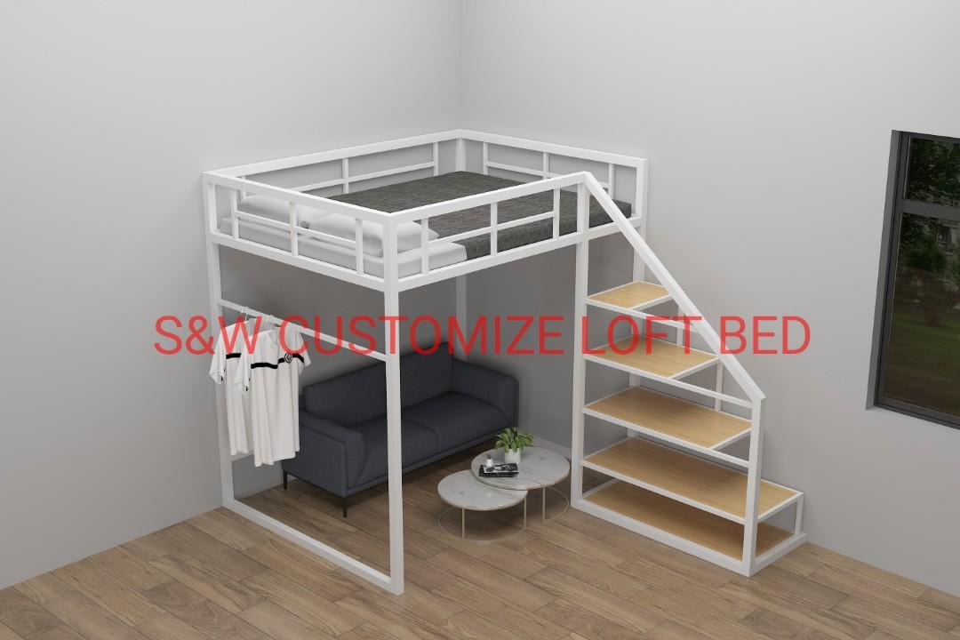 Customize condo room loft bed HDB flat loft bed bobms shelter loft bed mini size single super single queen king size loft bed Furniture Home Living Furniture Bed Frames Mattresses
