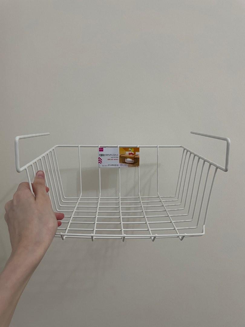 daiso wire net basket for under shelf storage cable management basket ...