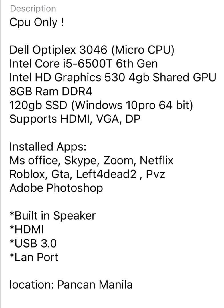 Dell Optiplex 3046 | i5 6th Gen, Computers & Tech, Desktops on Carousell