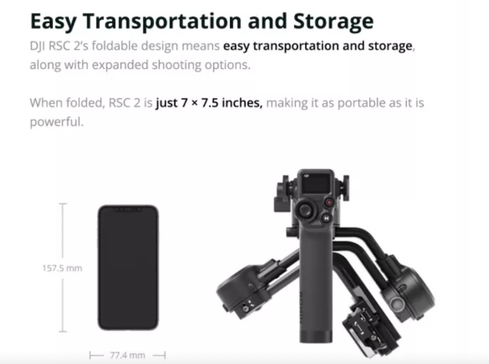 DJI RSC 2 – 3-Axis Gimbal Stabilizer for Mirrorless Camera, Photography ...