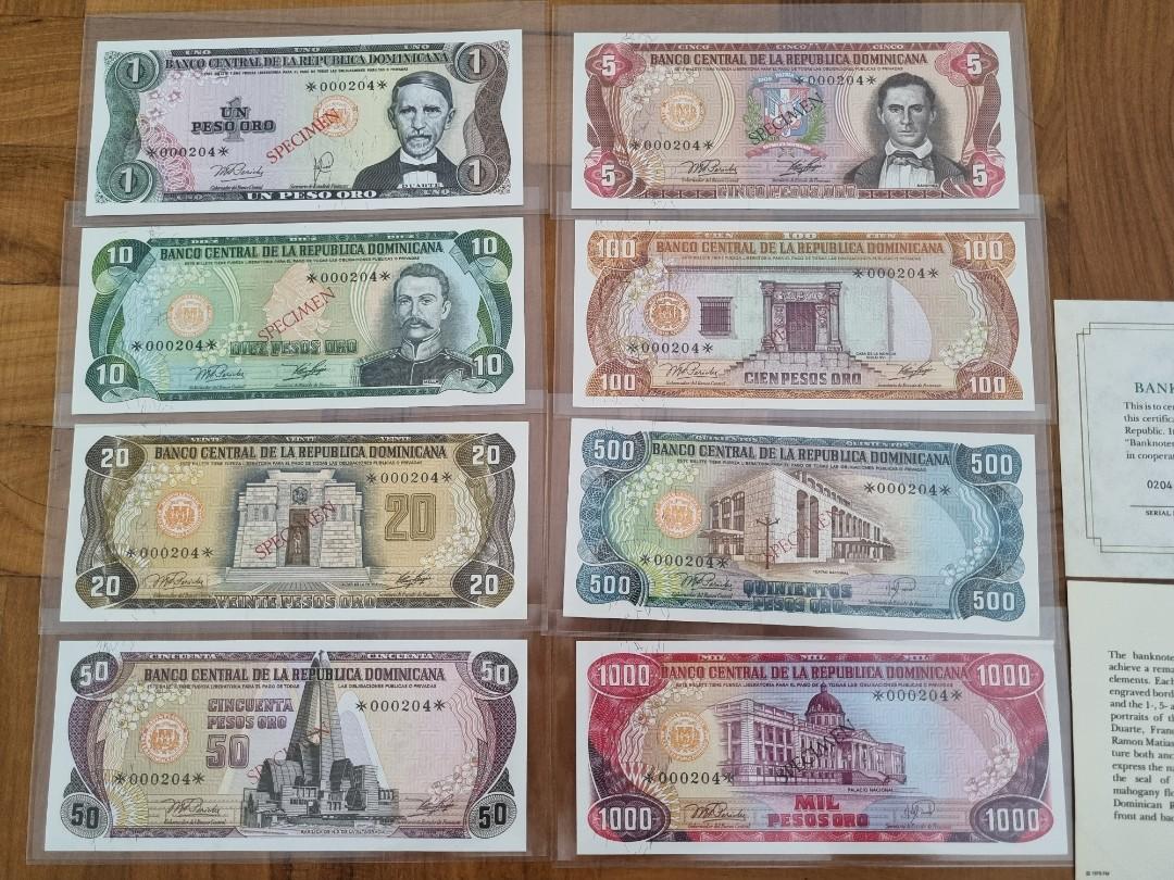Domincan Republic 1978 specimen peso note set 8 pcs, Hobbies & Toys ...