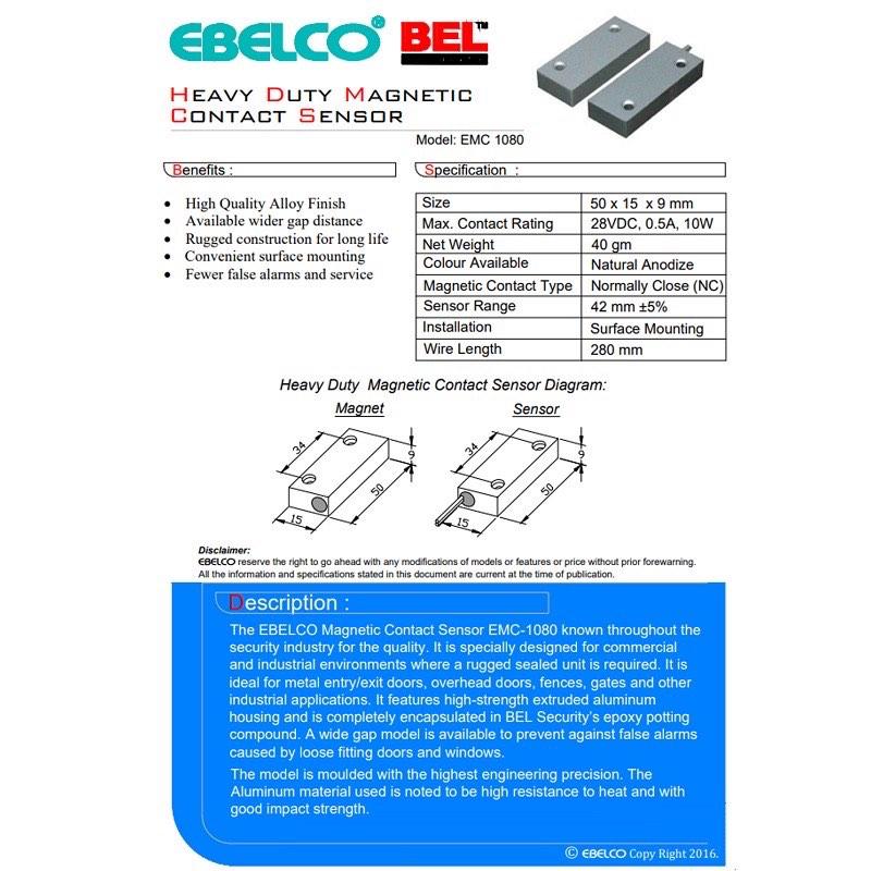 EBELCO-EMC-1080 Heavy Duty Waterproof Magnetic Door Contact Sensor ...