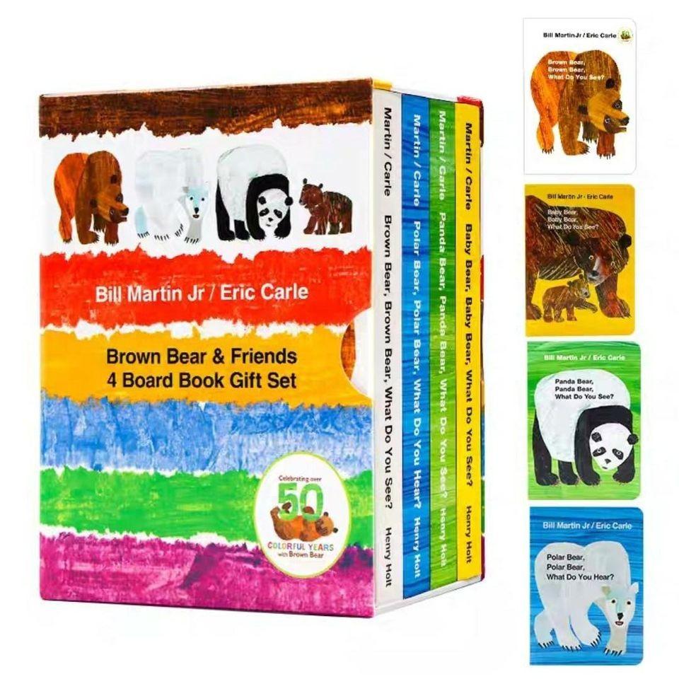 EK415 Eric Carle Brown Bear & Friends 4 Board Book Gift Set, 興趣及遊戲, 書本 ...