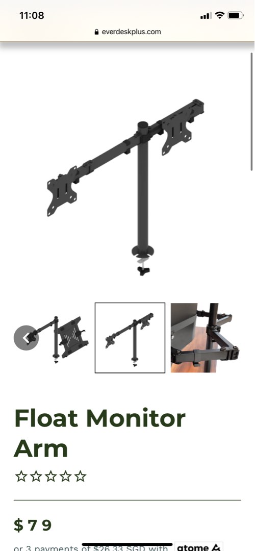Everdesk Float Monitor Arm, Computers & Tech, Parts & Accessories ...