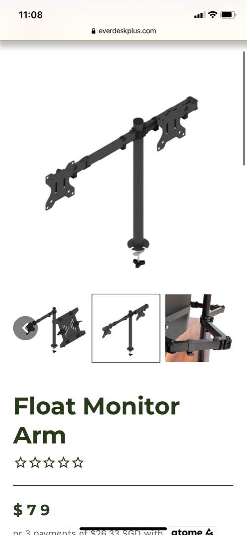 Everdesk Float Monitor Arm, Computers & Tech, Parts & Accessories ...