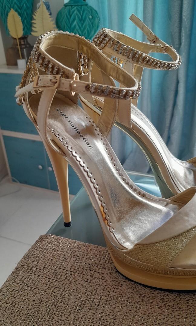 Gold Pageant heels, Women's Fashion, Footwear, Heels on Carousell