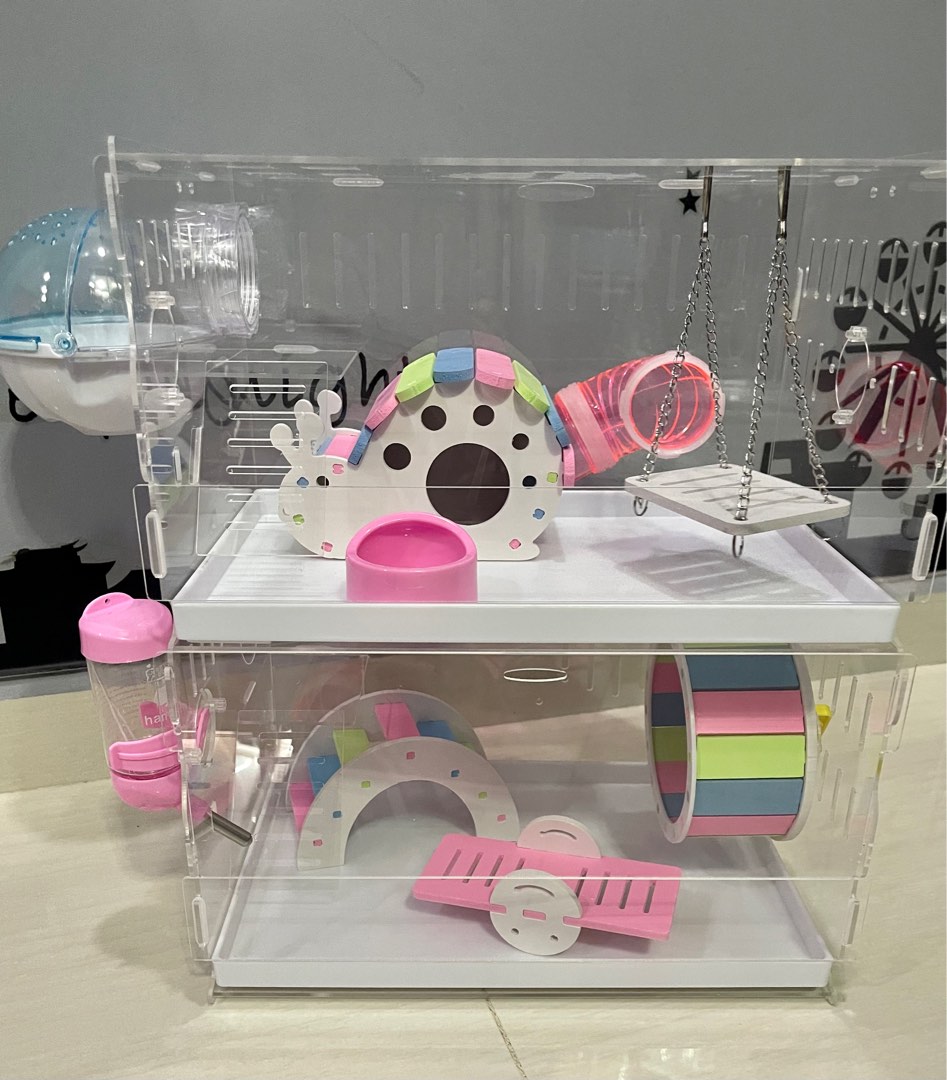 Hamster Full Acrylic Cage Double tier, Pet Supplies, Homes & Other Pet ...