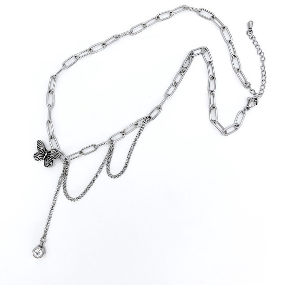 Handmade Korean Butterfly Drop Cubic Chain Necklace, Hobbies & Toys ...