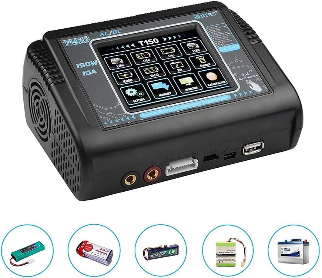 HTRC 150W AC/DC 10A Balance Charger T150 Smart Discharger w/ Touch Screen for Lilon/LiPo/LiFe ...