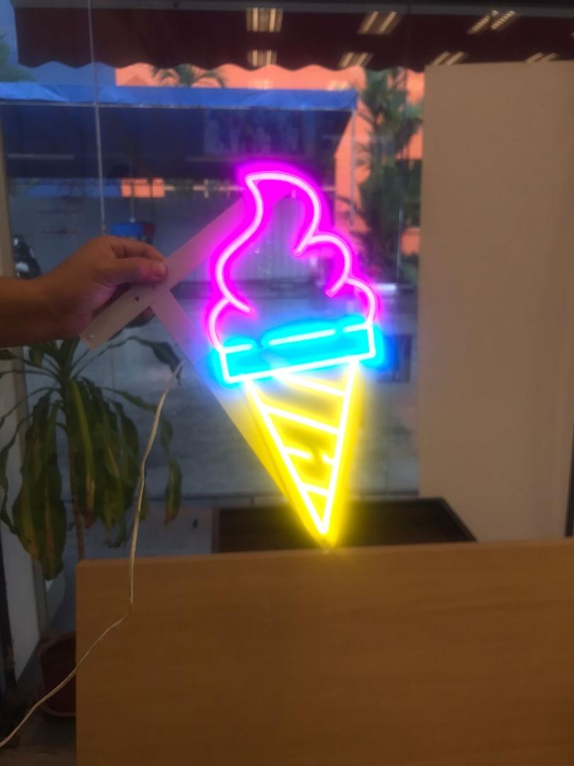 Ice Cream Signage Signboard Led Neon Light Furniture And Home Living
