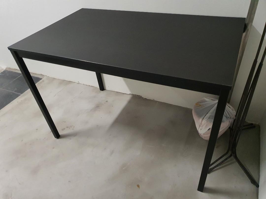 Ikea black study table, Furniture & Home Living, Furniture, Tables ...