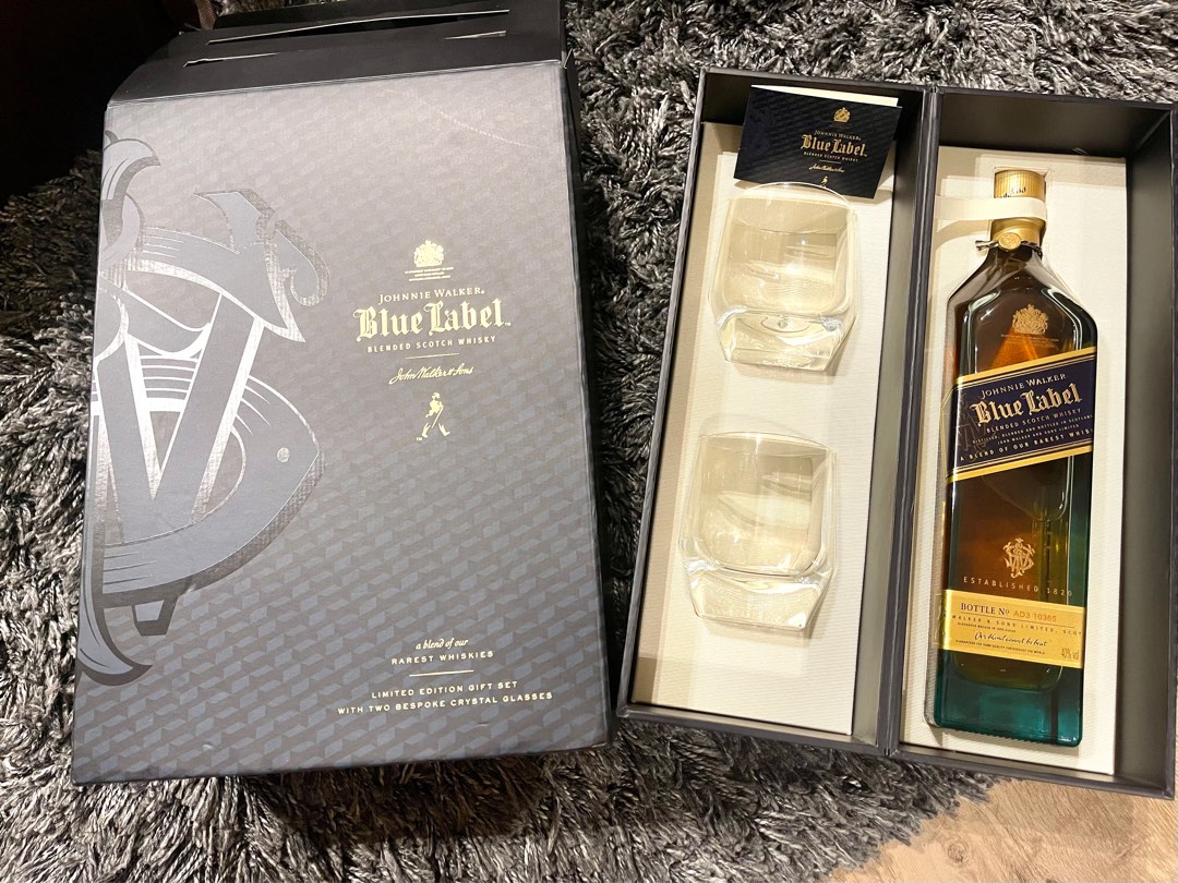 Johnnie Walker Blue Limited Edition w/Gift Box with 2 Glasses 750ml ...