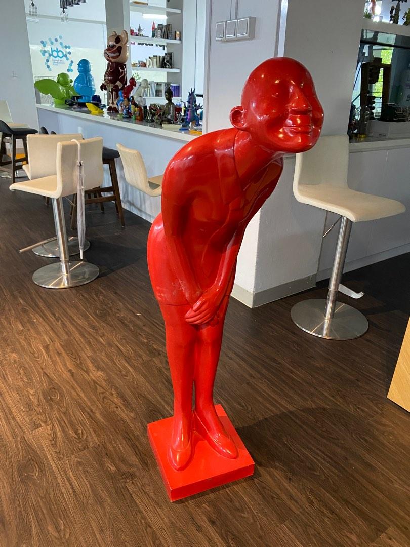 Life Size Red Man Greeter Fiberglass Sculpture, Furniture & Home Living ...